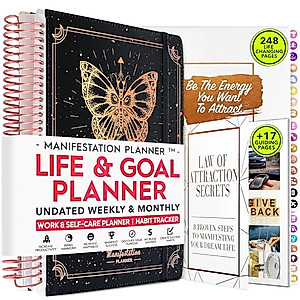 Manifestation Planner - Undated Deluxe Weekly & Monthly Life Planner to Achieve Your Goals. A 12 Month Journey to Increase Productivity, Organizer & Gratitude Journal and Stickers