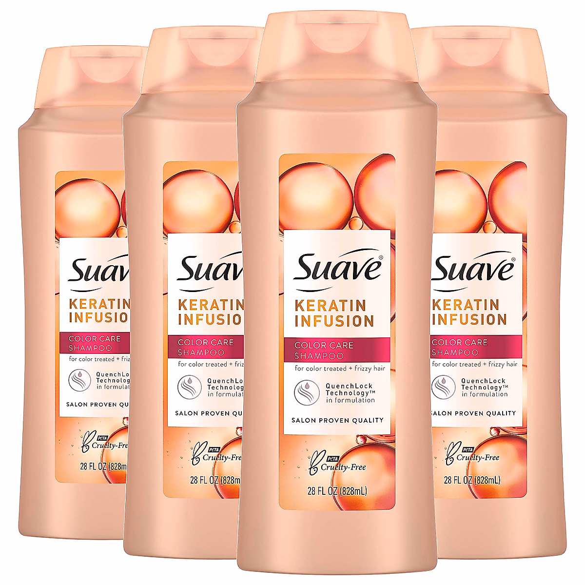 Suave Professionals Color Care Shampoo Shampoo for Color Treated Hair Keratin Infusion Color Protecting Shampoo, 28 Ounce (Pack of 4)
