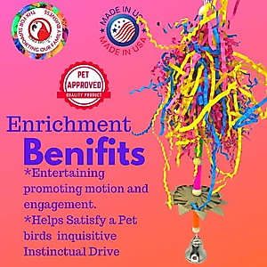 Bonka Bird Toys 1370 Foraging Stand Small Bird Toy Crinkly Chew Shred Paper Natural Woven Palm Leaf Flower Wood Bead Plastic Cockatiel Parakeet Conures