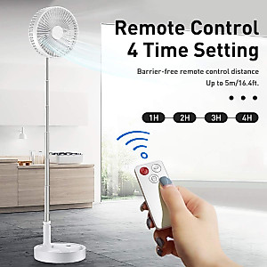 AICase Stand Fan,Folding Portable Telescopic Floor/USB Desk Fan with 7200mAh Rechargeable Battery,4 Speeds Super Quiet Adjustable Height and Head Great for Office Home Outdoor Camping