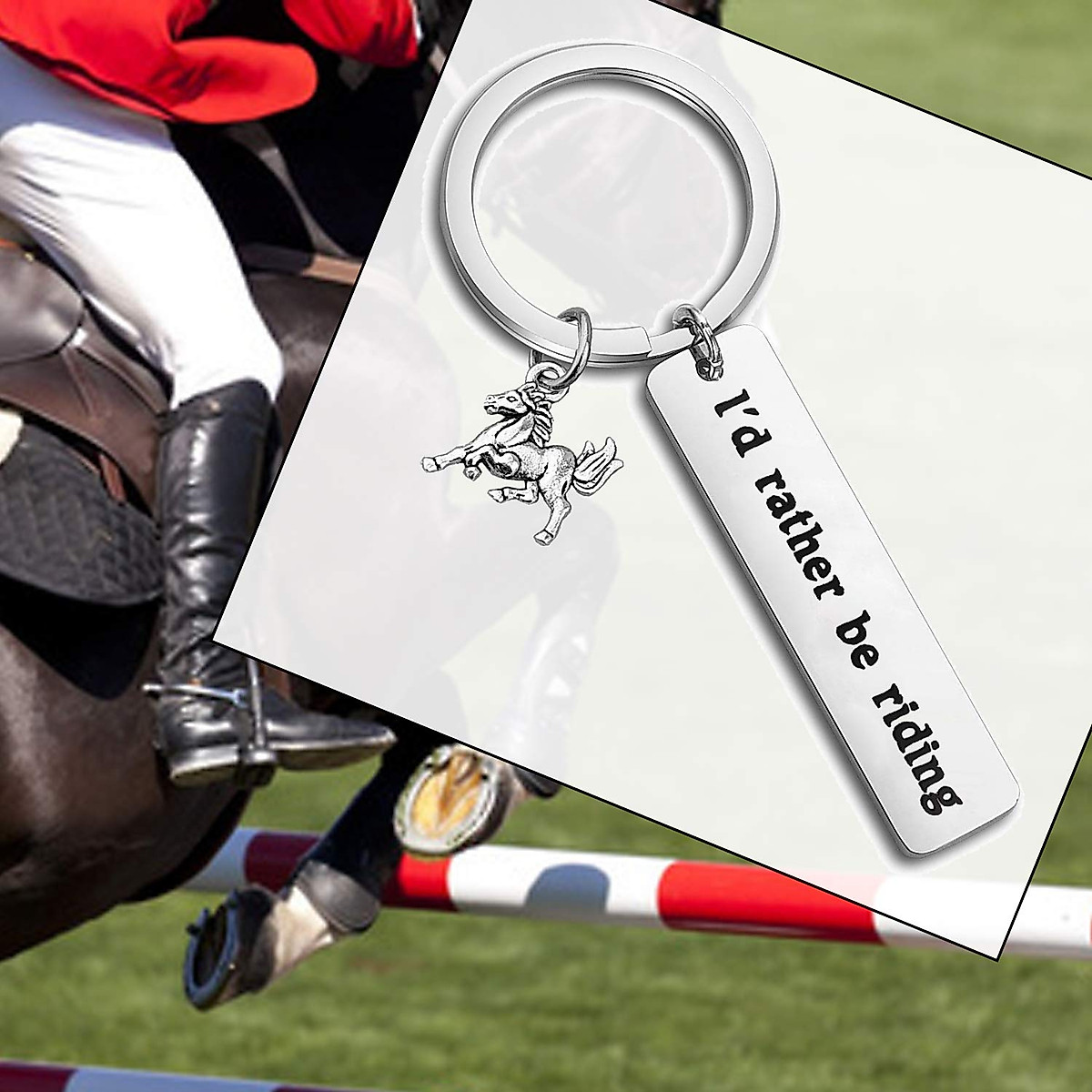 Gzrlyf Horse Keychain I'd Rather be Riding Horse Equestrian Gifts for Horse Lovers(Keychain)