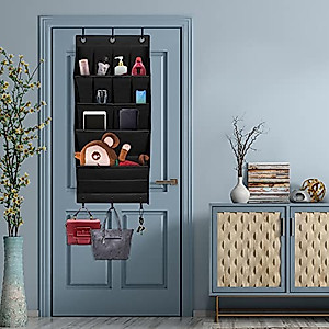 Yteseery 2 Pack Door Shoe Rack with Large Deep Pockets, Hanging Shoe Organizer for Narrow Door, Over The Door Shoe Organizer for Dorm, Door,Closet Door RV, Black