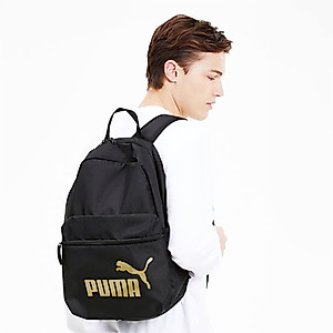 PUMA Backpack, Black-Golden Logo, OSFA