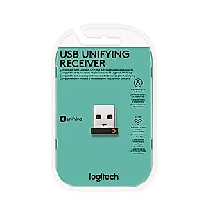 Logitech USB Unifying Receiver, 2.4 GHz Wireless Technology, USB Plug Compatible with all Logitech Unifying Devices like Wireless Mouse and Keyboard, PC / Mac / Laptop - Black