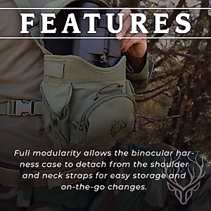 Binocular Harness Chest Pack for Men and Women - Our Bino Harness and case is Great for Hunting, Hiking, and Shooting - Bino Straps Secure Your Binoculars - Holds rangefinders, Phones, Bullets, ect