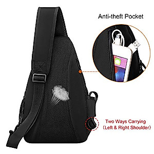 MOSISO Tactical Sling Backpack Bag, Small One Shoulder Rucksack Durable Everyday Carrying Daypack with USA Flag Patch for Man Women Outdoor Sports Hiking Fishing Camping Training, Black