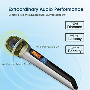 Alvoxcon USB Wireless Microphone, UHF Dynamic mic for Android, PC Computer, Laptop, PA, Podcasting, Vlogging, YouTube, Vocal Recording, Gaming, Singing Practice (System with USB Receiver)