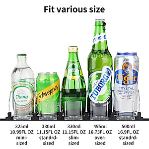 Drink Organizer for Fridge, Self-Pushing Soda Can Dispensers, Width Adjustable, 12oz 16oz 20oz Refrigerator Drink Organizer for Fridge-Holds up to 20 Cans (5 Row,12.2 Inch)