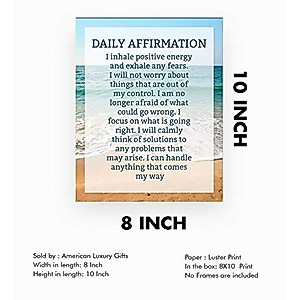 "Daily Affirmations- Self Talk"-8 x 10" Inspirational Poster Print. Motivational Wall Art-Ready to Frame. Ideal for Home Décor-Office Décor. Program Yourself to Win the Day! Great Gift for Graduates.