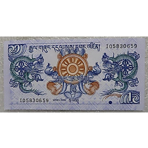 Banknotes Collection-Bhutan 2006 1 Nurtrum banknote Dragon banknotes Foreign Commemorative Coins Currency, Not in Circulation or has exited The Market