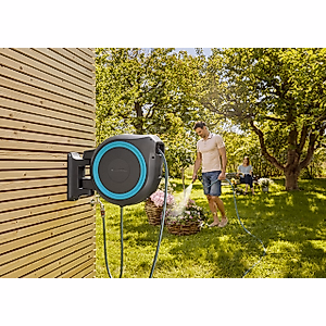 Gardena 18620 82 Foot Wall Mounted Retractable Hose Reel, ft, Standard