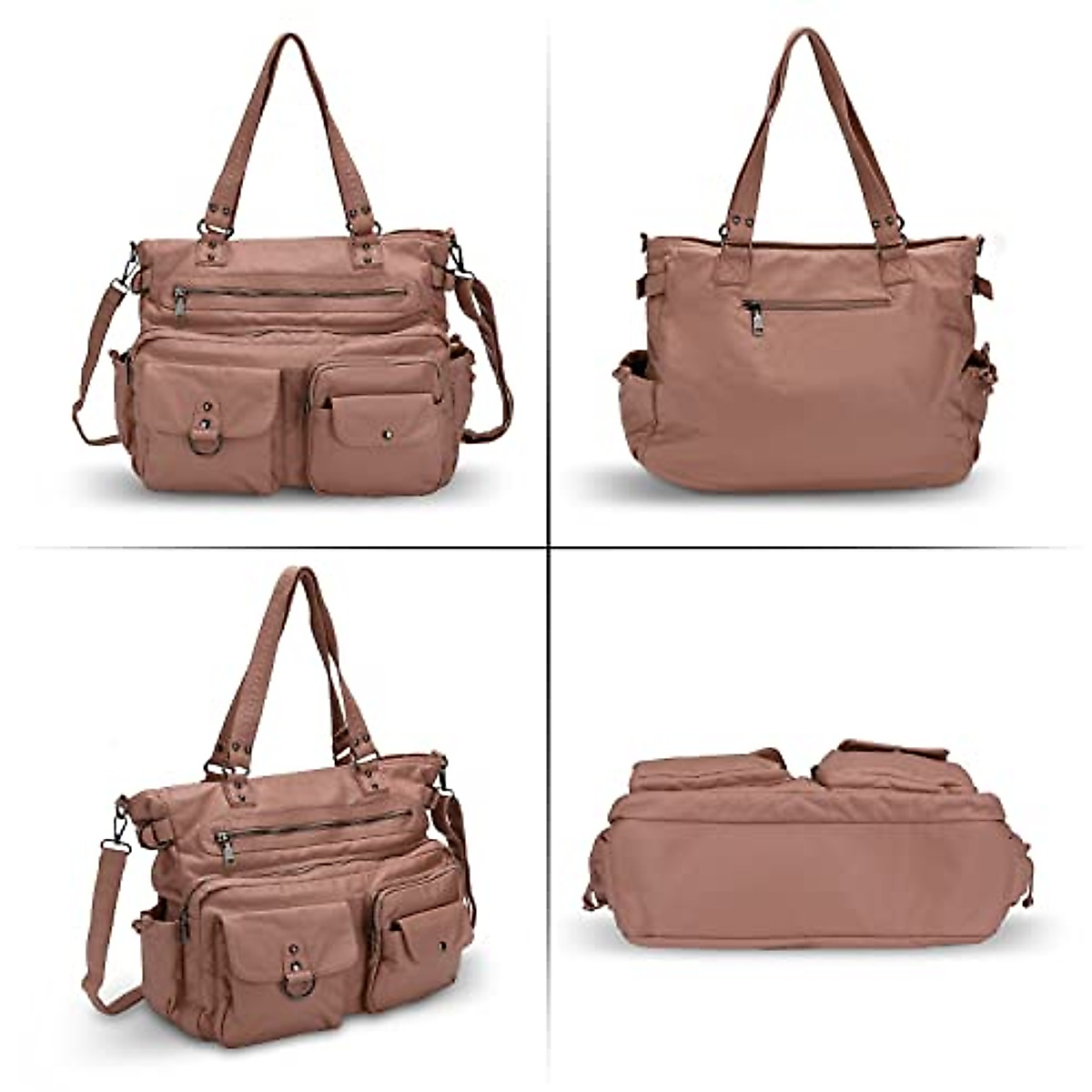 UBORSE Purses and Handbags for Women Large Hobo Bags Top Handle Satchel Shoulder Bag Washed PU Leather Multi-Pocket Tote Bag