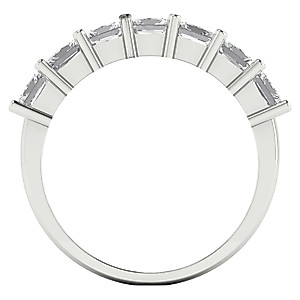 Clara Pucci 2.03 Carat Princess Cut Clear Simulated Diamond 14k White Gold Eternity Wedding Engagement Promise anniversary Band - Size 7.25