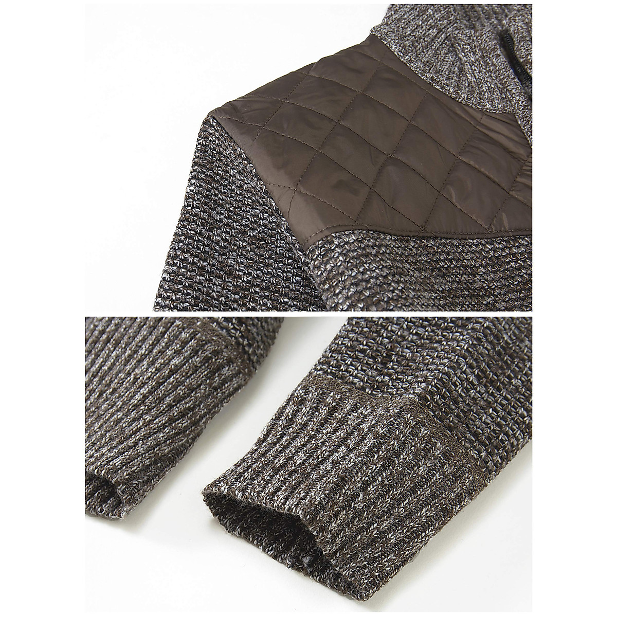 Gioberti Boy's Knitted Full Zip Cardigan Sweater with Soft Brushed Flannel Lining, Melange Coffee, Size 5