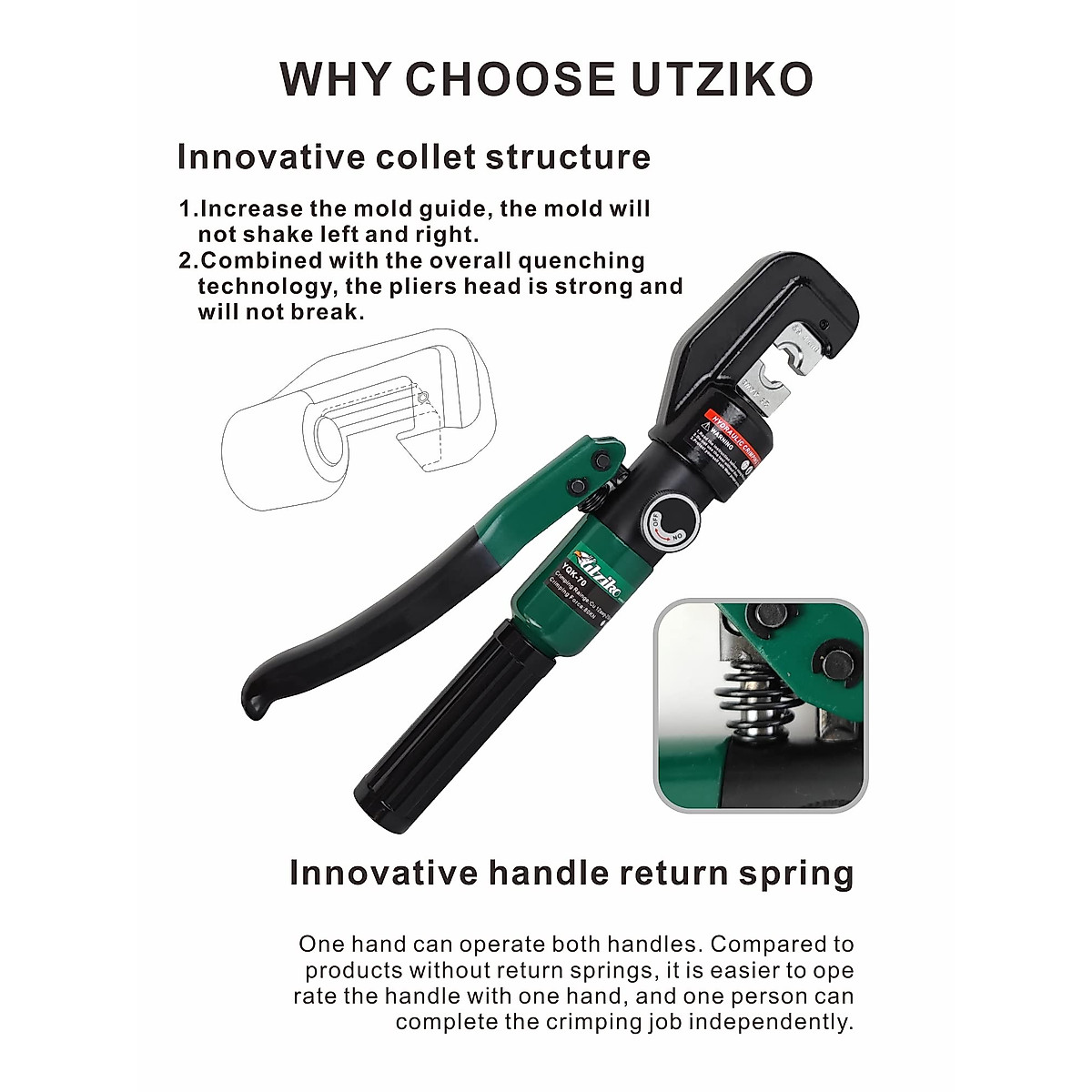 UTZIKO Hydraulic Crimper Tool for 1/8" 3/16" Stainless Steel Cable Railing Kit Hardware System Fittings, with Cable Cutter