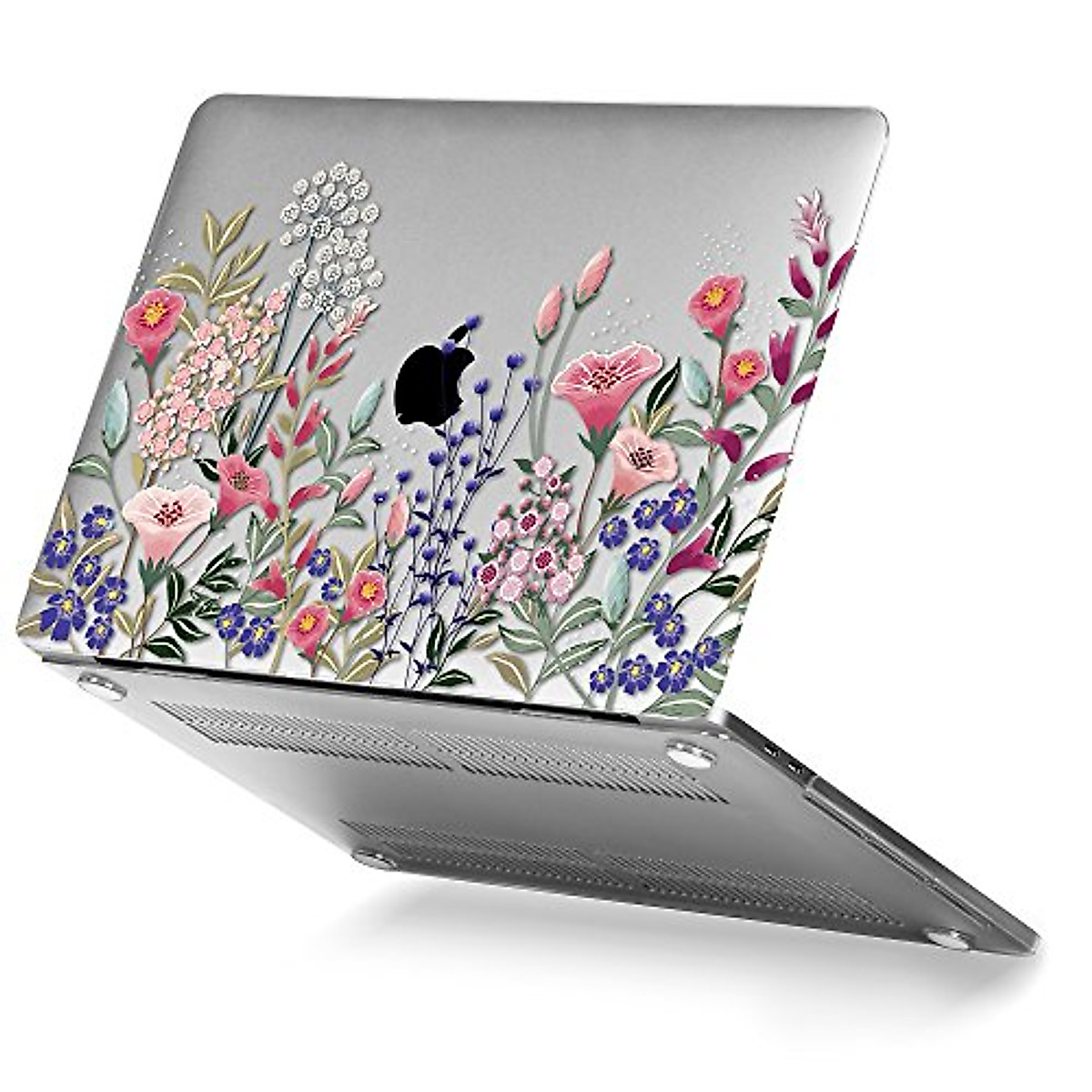 GMYLE MacBook Pro 15 Case 2018 2017 2016 Release A1990/A1707 Touch Bar Models, Plastic Hard Shell & Keyboard Cover & 15 inch Protective Carrying Sleeve Bag - Pink Plum Blossom Floral Garden