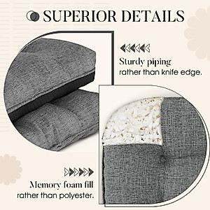 Basic Beyond Rocking Chair Cushions Set of 2, Porch Rocker Cushions for Wooden Rocking Chairs Outdoor with Thick Padding, Back Cushion with Ties, Tufted Seat Cushion with Non-Slip Backing(Dark Grey)