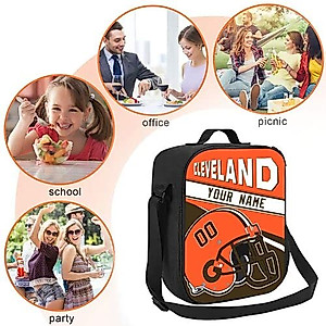 mdbozli Custom Personalized Cleveland Lunch Bag Adjustable Shoulder Straps Portable Insulated Lunch Box for Boy Girl Women Men