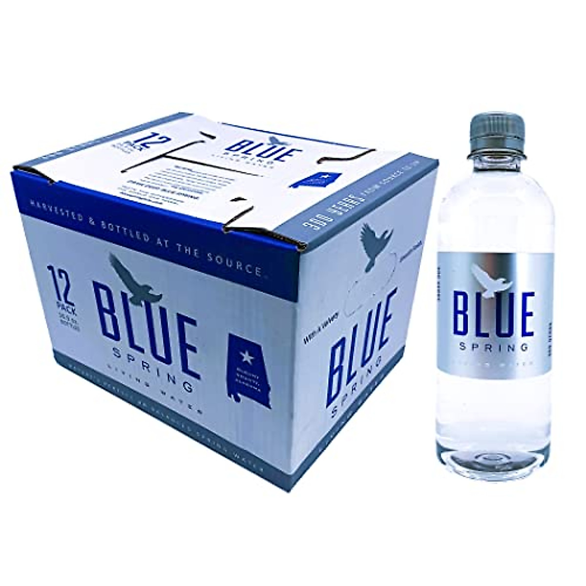 Blue Spring Living Water, Pure Premium Natural Spring Water, pH balance of 7.1-7.2, Bottled Spring Water, 16.9 Fl Oz, (Pack of 12)
