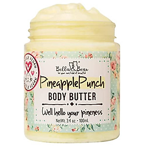 Bella & Bear Pineapple Body Butter, Hydrating Formula - Vegan Travel Size, 3.4oz' (3.4 oz)