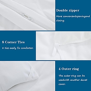 Waterproof Duvet Cover, Washable＆Reusable Cotton Knitted Fabric Incontinence Duvet Protector with Zipper with Corner Ties for Kids, Elder, Pets, Dog, Cat (White,King)