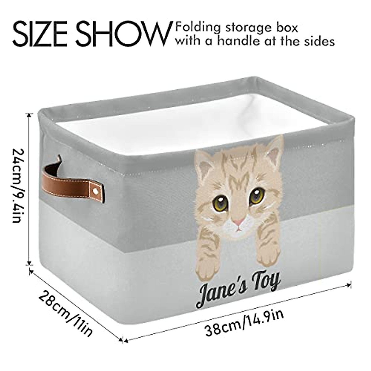 Custom Cat Toy Bin Box Collapsible Storage Cube with Handles Personalized Puppy Supplies