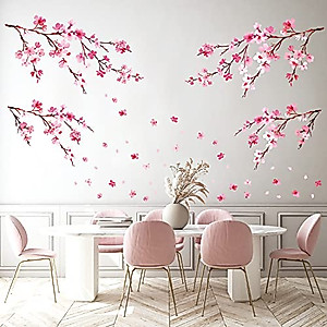 DECOWALL DS12-2003P1903 Watercolor Cherry Blossoms Kids Wall Stickers Wall Decals Peel and Stick Removable Wall Stickers for Kids Nursery Bedroom Living Room d?cor
