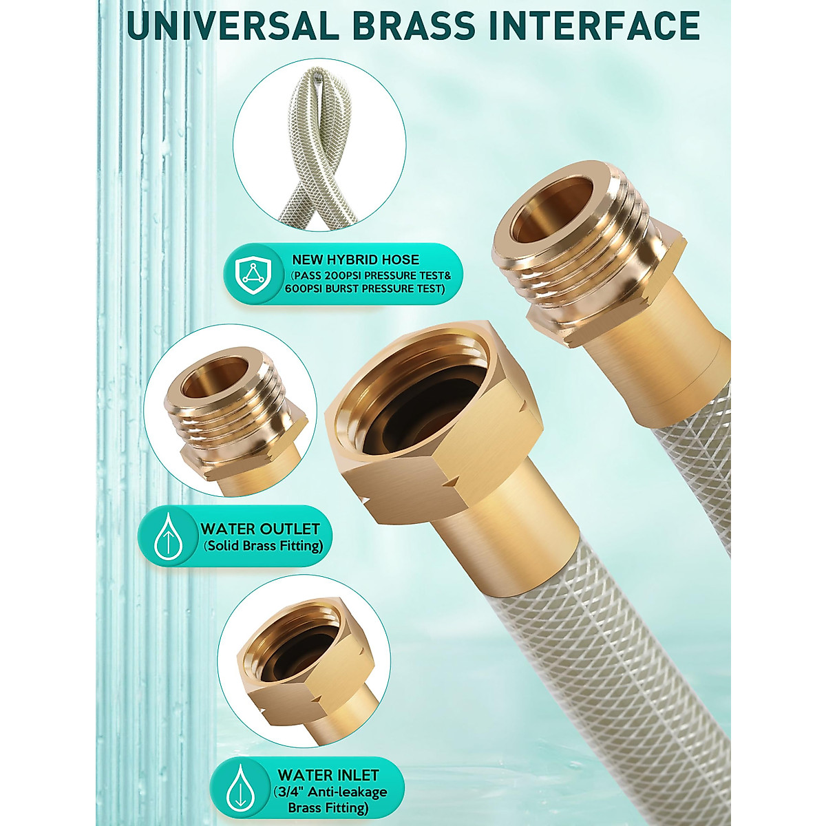 Rengue Retractable Garden Hose Reel, 1/2" x 100 ft Wall Mounted Hose Reel with 10 Pattern Nozzle, Automatic Slow Rewind, Any Length Lock, 180° Swivel Bracket, Ideal for Garden Watering