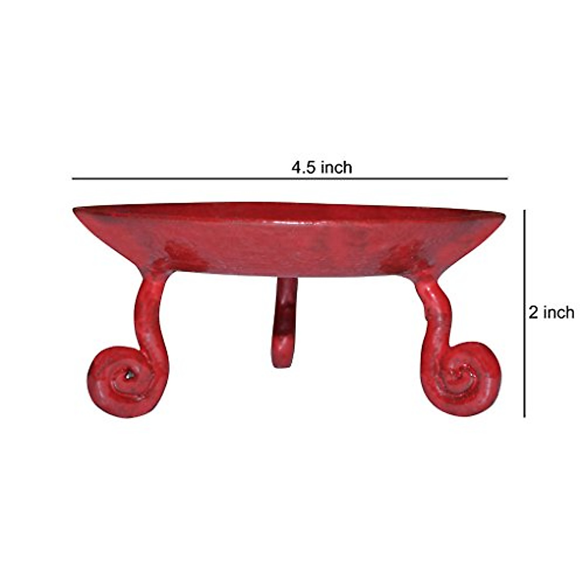 Lalhaveli Red Hand Painted Small Iron Pillar Candle Stand, 4.5" Tall 2" Candle Plate Votive Candle Holders Stand Decorative