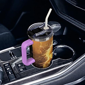 Cool Kings Lion Paninting 40 Oz Tumbler Insulated Stainless Steel Water Bottle Travel Mug Car Cup with Handle And Straw