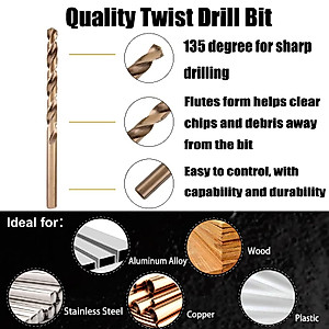 Utoolmart 1pcs 8mm Twist Drill with Titanium Coated High Speed Steel Bit HSS CO for Steel,Copper,Aluminum Alloy