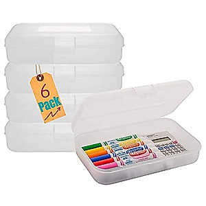1InTheOffice Pencil Box, Translucent Clear (6 Pack)