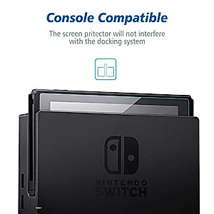 NEW'C Pack of 3, Glass Screen Protector for Nintendo Switch, Tempered Glass Anti-Scratch, Anti-Fingerprints, Bubble-Free, 9H Hardness, 0.33mm Ultra Transparent, Ultra Resistant