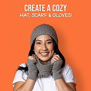 Creative Nation Knitting Kit for Beginners Adults - Complete Knit Kit with Full Color Instruction Booklet, Soft Yarn, Knitting Needles, Yarn Needle, Stitch Markers (Multi-Creative Kit, Gray)