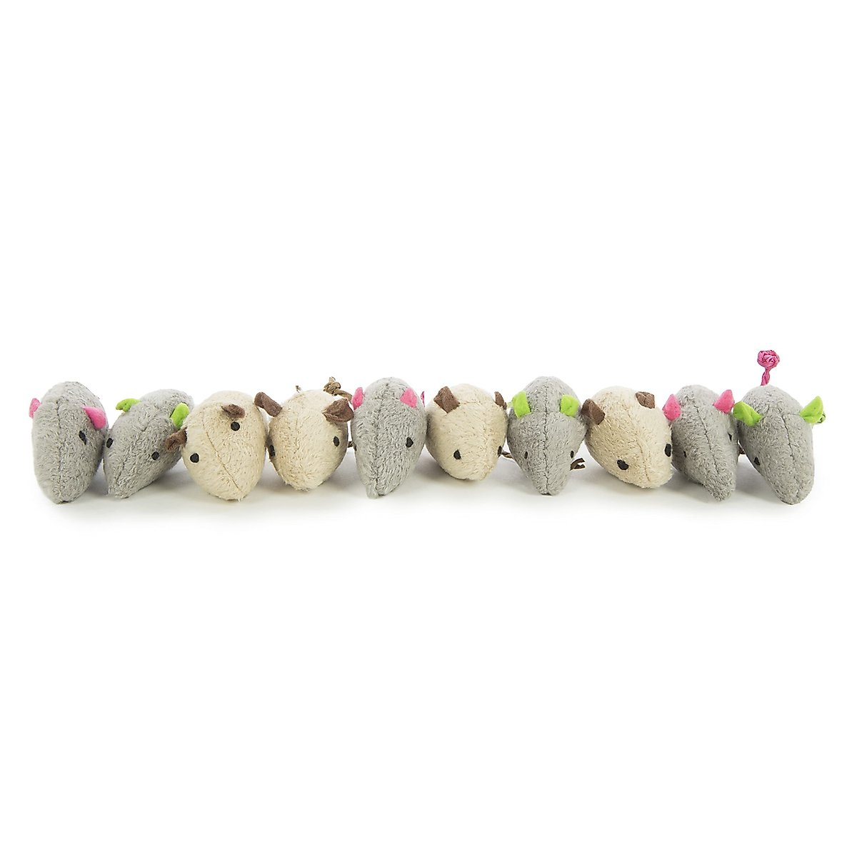 SmartyKat Skitter Critters Value Pack Catnip Cat Toys - Gray/Cream, Set of 10
