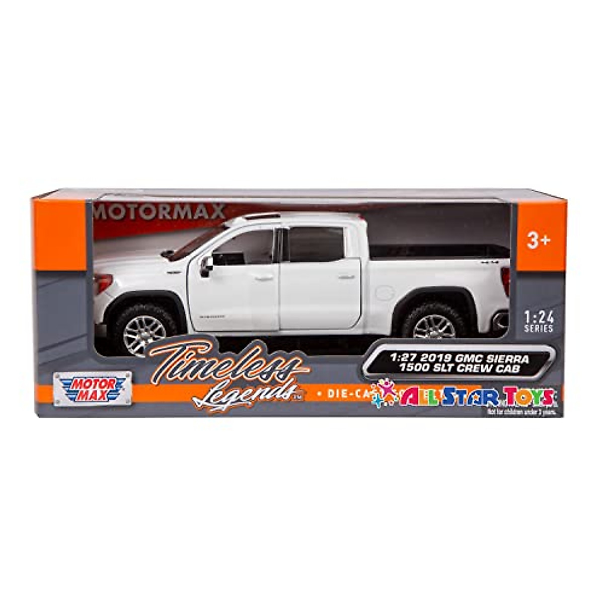 2019 GMC Sierra 1500 SLT Crew Cab 4x4 Pickup Truck with Sunroof White Timeless Legends Series 1/24-1/27 Diecast Model Car by Motormax"""