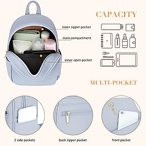 ECOSUSI Mini Backpack for Women Girls Cute Bowknot Small Backpack Purse Ladies Leather Bookbag Satchel Bag, with Charm Tassel