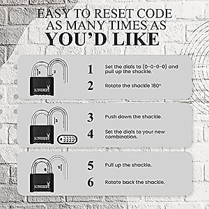Kingsley Locks 22L Combo Lock, 10,000 Possible Combinations, Combination Padlock, Hardened Steel, Heavy Duty Outdoor Weatherproof Combo Lock for Sheds, Fence, Gym Lock, Gate, Sports Locker (Black)