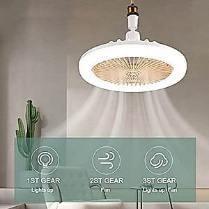 E27 Fan Light, Ceiling Fan with Lights, Enclosed Low Profile Fan Lights LED Dimmable with Light Kit Lamp, Modern Indoor Flush Mount Ceiling Fan for Living Room Bedroom, E27 Socket Easy to Install #B