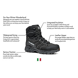 SCARPA Rush Polar GTX Waterproof Gore-Tex Synthetic Insulated Boots for Hiking and Trekking - Thyme Green - 10-10.5 Women/9-9.5 Men