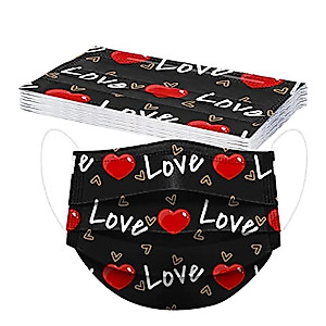 50Pcs Valentines Disposable Masks for Women Valentines Day Adult Disposable Couple Covering Love Valentine's Day Mask