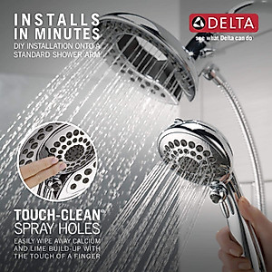 Delta Faucet 5-Spray In2ition 2-in-1 Dual Shower Head with HandHeld Spray, Chrome Hand Held Shower Head with Hose, Handheld Shower Heads, 1.75 GPM Shower Head, Chrome 58569-PK