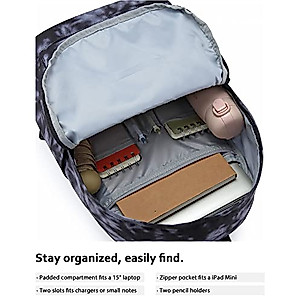 HotStyle 936Plus Tie Dye School Backpack Aesthetic Bookbag for Teen Girls, Black