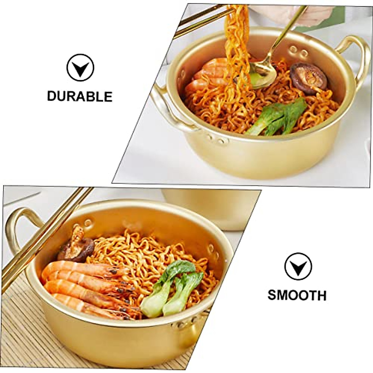 Yardwe 1pc Korean Instant Noodle Pot Foods Ceramic Nonstick Frying Pan Japanese Wok Metal Stock Pot Lid Cooking Pot Ramyun Hot Pot Practical Noodles Pot Kitchen Gadget Binaural Candy
