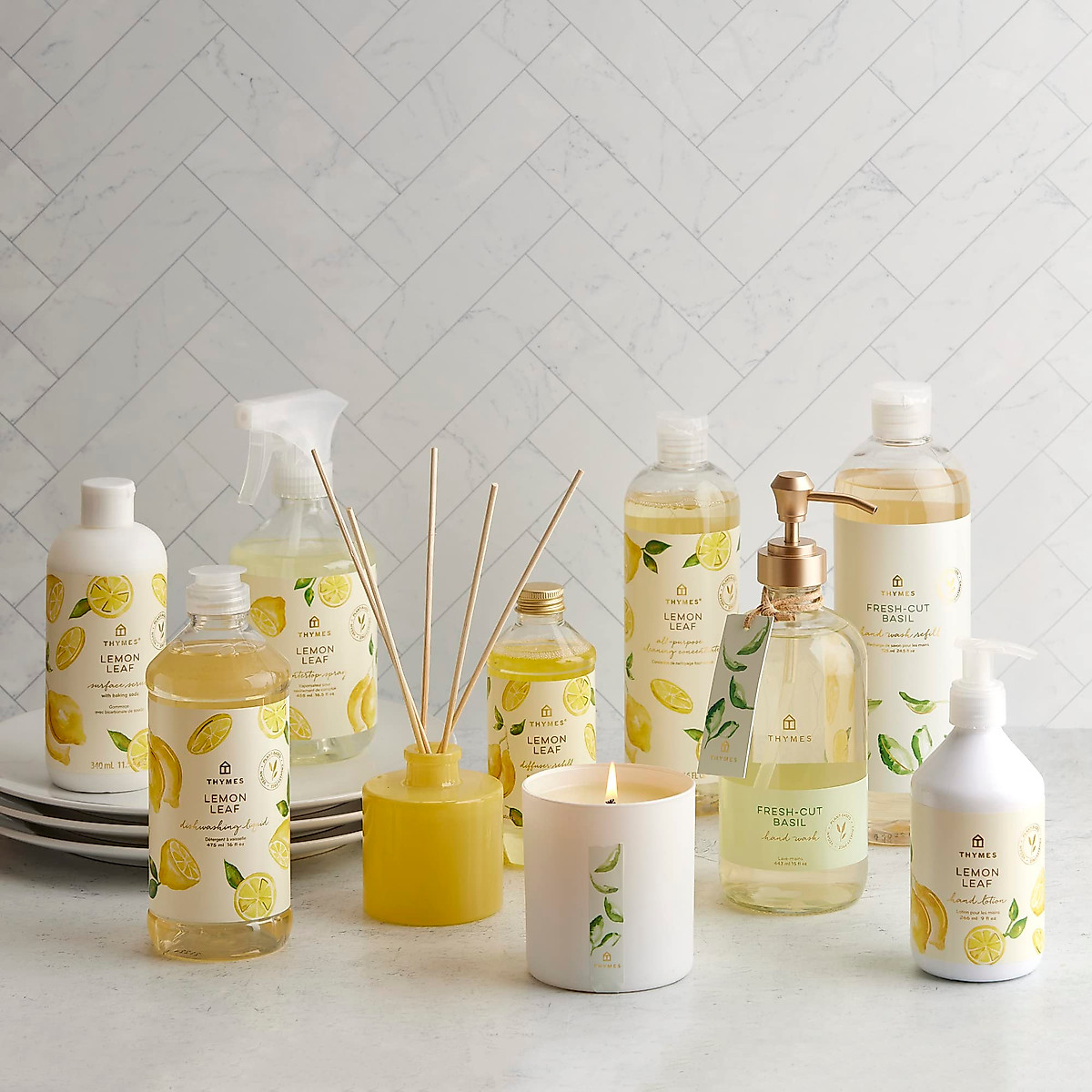 Thymes Lemon Leaf Dishwashing Liquid Soap - Eco Friendly Dish Soap Liquid for Dish Washing - Household Cleaning Supplies - 16 fl oz