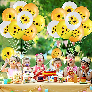 45 Pieces Sunflower Party Decorations Balloons Sunflower Latex Balloons 12 Inches Yellow White Sunflower Balloons for Summer Sunflower Themed Baby Shower Birthday Wedding Party Decorations Supplies