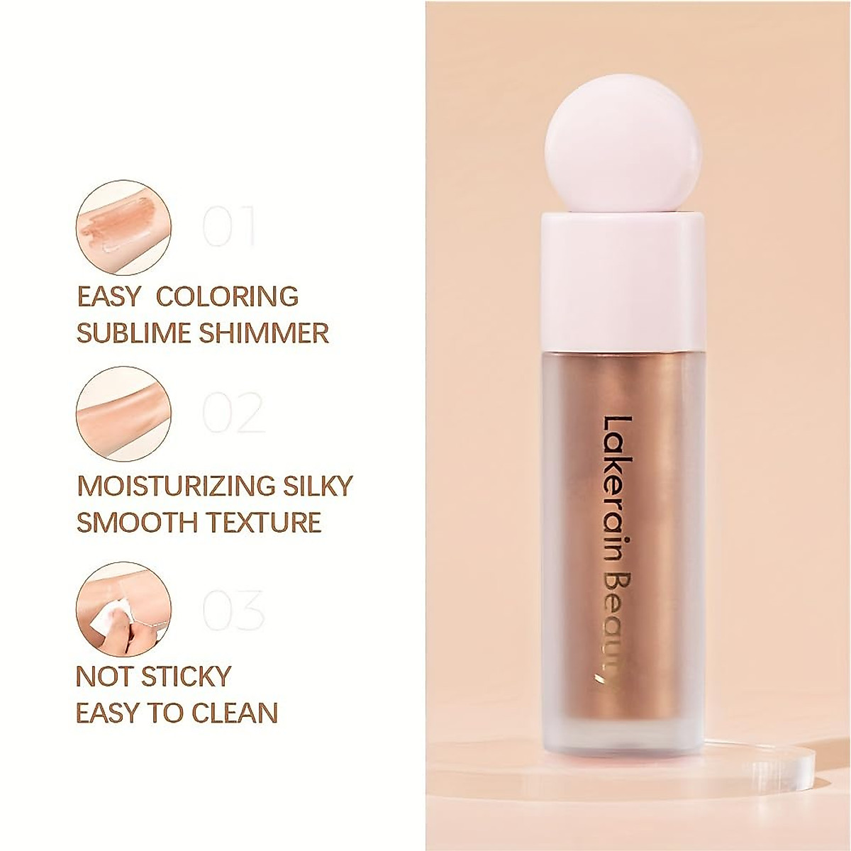 GECOMO Liquid Contour Beauty Wand Face Highlighter Bronzer Makeup Stick, Dewy Finish, Moisturizing Silky Smooth Texture 0.25 Oz/ 7.5ml - 01 MOONLIGHT