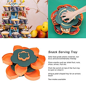 Snack Serving Tray Multifunction Large Capacity Flower Shape Nut Candy Serving Container for Home (Double Layer)
