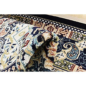 Unique Loom Narenj Collection Classic Traditional Medallion Textured Design Area Rug, 5 x 8 ft, Navy Blue/Tan