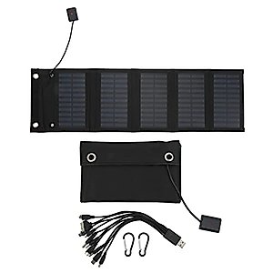 Folding Solar Panel, 25W Solar Panel Folding Pack IP65 Waterproof Anti Oxidation with USB Cable for Surveillance Cameras Laptops